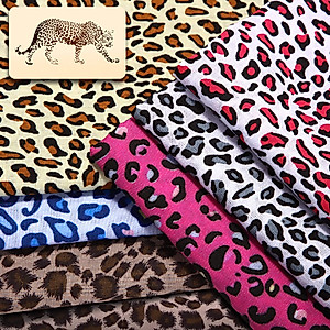 6 Pieces 19 x 19 Inch Leopard Print Fabric Animal Leopard Quilting Fabric Cotton Patchwork Squares Bundle Sewing Craft Fabric for Handmade Craft Making Supplies