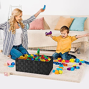Woven Storage Baskets, Storage Bins Cube Basket Container Baskets Storage Boxes Organizers for Clothes / Dresser/ Closet/ Towels, Set of 6 (black)