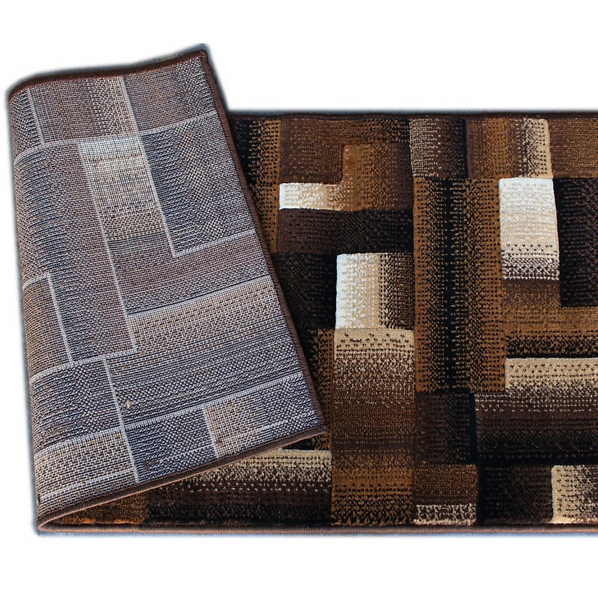 Masada Rugs, Modern Contemporary Runner Area Rug, Brown Black Beige (2 Feet X 7 Feet)