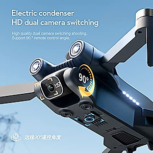 drones with camera for adults 4k HD dual camera Automatic obstacle avoidance One Touch Take-off and Landing Trajectory flight (Black)