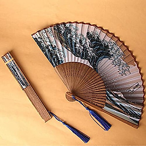 Hand Fan Pocket Fan Tassel Folding Fan Retro Bamboo Handle Fan Summer Party Dancing Wedding Vintage Style