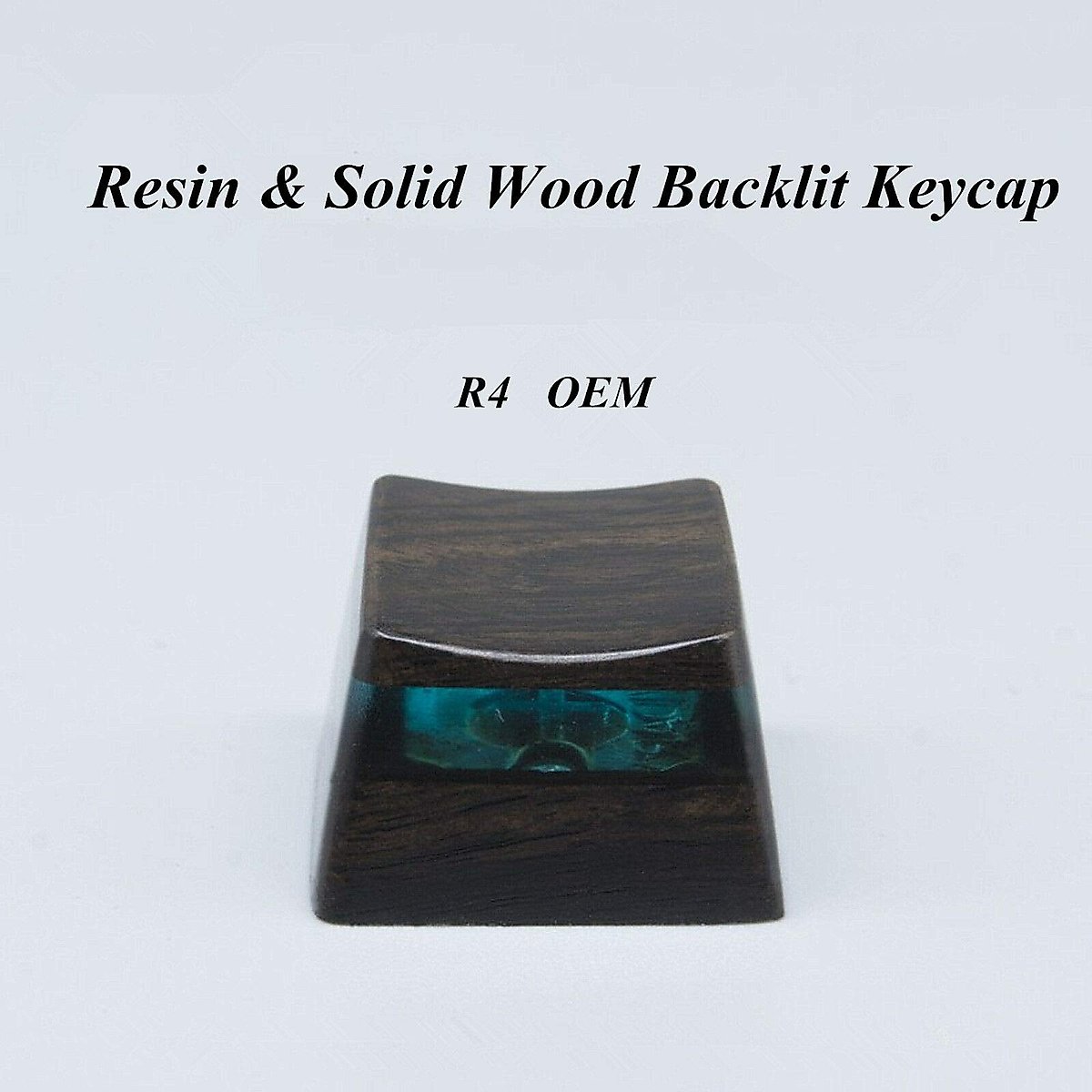 Handmade R4/ECS Keycap Resin Solid Wood Shine Through Backlit Key Cap OEM Profile for Cherry MX Mechanical Keyboard Gaming Replacement (Ebony)