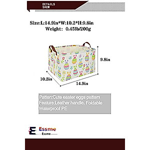 Essme Rectangular Easter Basket,Kids Storage bin Organizer with Handles for Easter Decor,Shelf Basket,Toy Organizer,Easter Gift.(Easter Eggs)