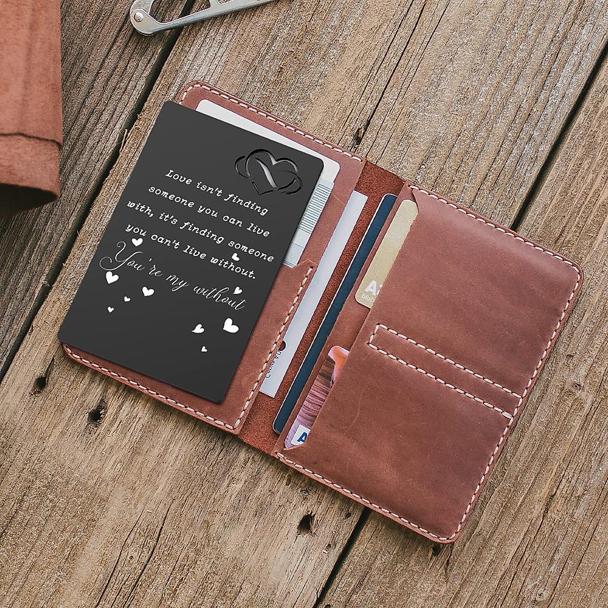 Vivopisew Wallet Card Gifts for Him Wallet Card Insert for Husband Hubby Boyfriend Anniversary Wallet Card Insert for Groom Fiance Wedding for Birthday Graduation Boyfriend Gift Idea (black) VCD34