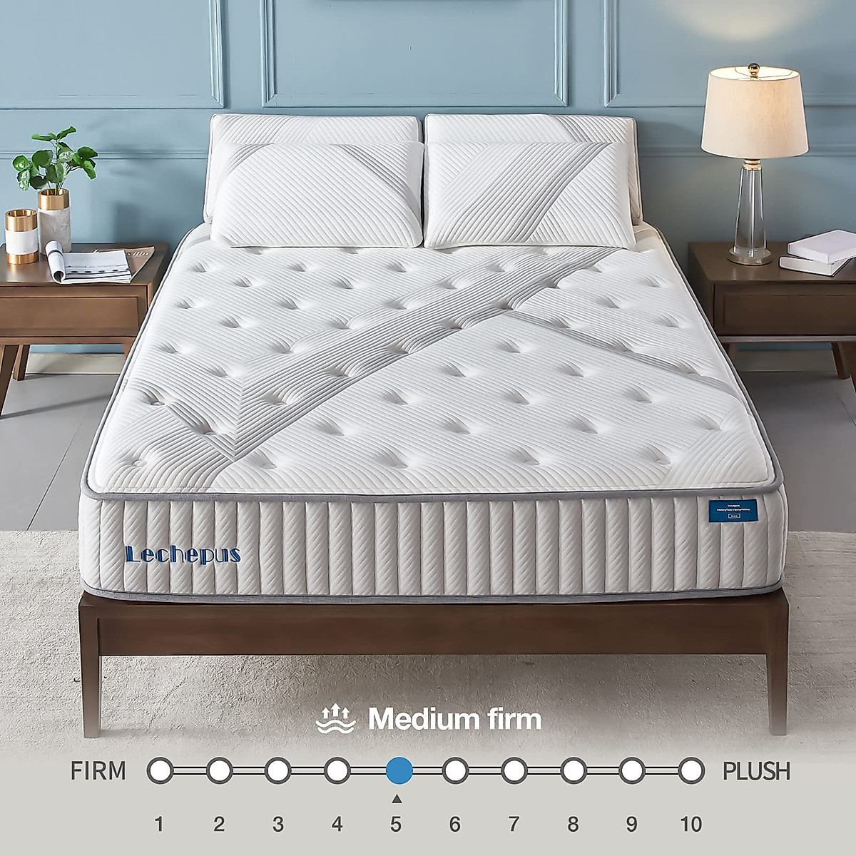 Lechepussleep Twin XL Mattress,Lechepus 10 Inch Premium Memory Foam Hybrid Mattress in Box,Pocket Springs with Memory Foam for Back Pain,Medium Firm Breathable Soft Cover Mattress 10-Years Support
