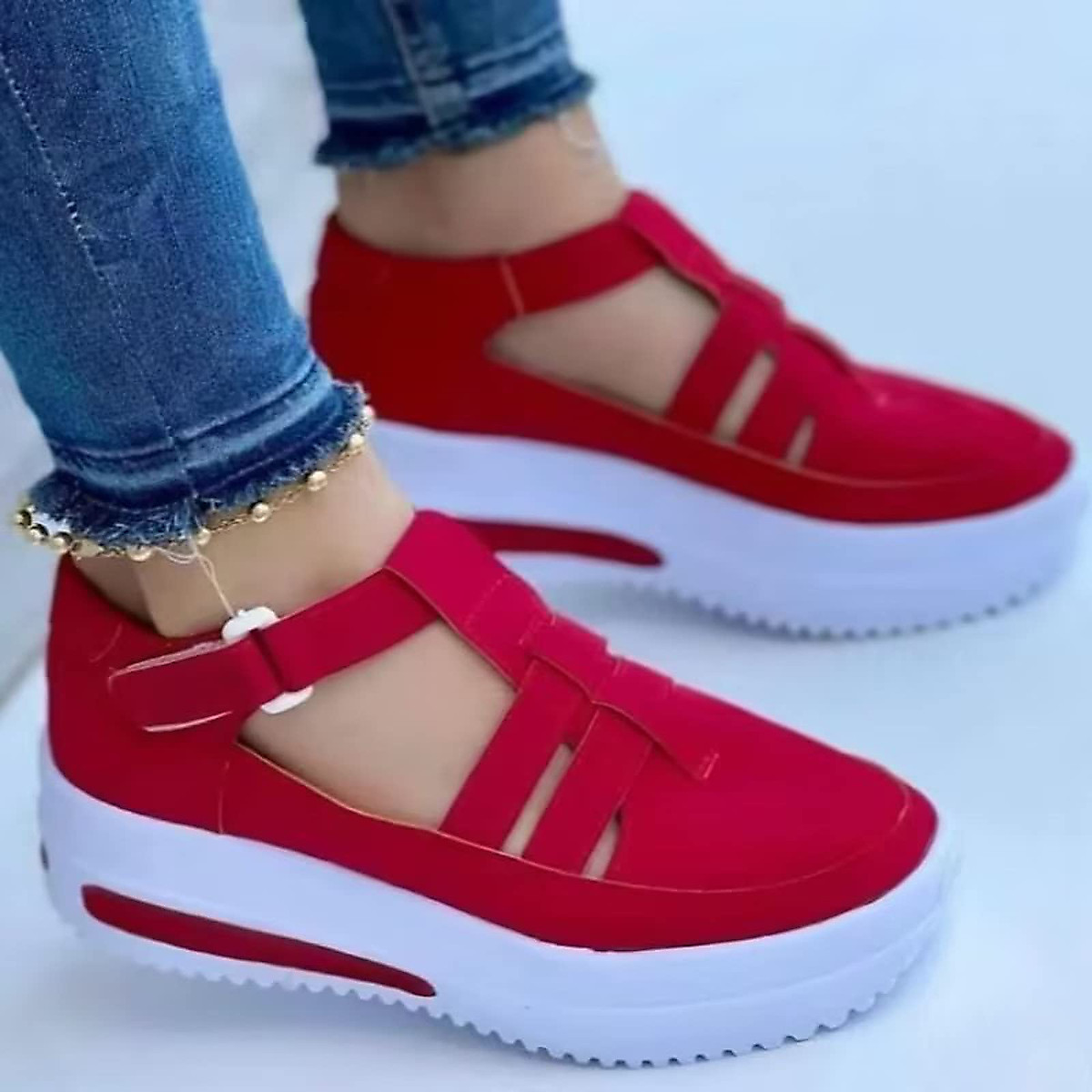 Women's Swezida Orthopedic Walking Shoes with Arch Diabetes Support Mesh Breathable Sneakers Thick Sole Wedge Casual Sandals (Black,5)