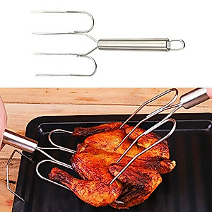 Nihao Turkey Lifters Forks Meat Claws Set of 4 Stainless Steel Poultry Chicken Fork Roast Ham Fork for BBQ & Thanksgiving Pros