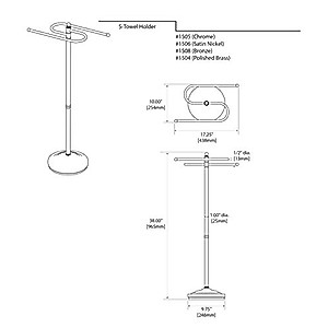 Gatco 1508 Floor Standing S Style Towel Holder, Bronze