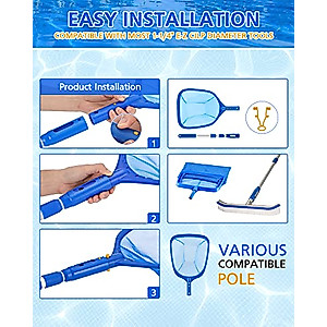 Mowend Pool Net, Pool Skimmer Net with 17.28-34.8" Telescopic Pole, 3 Section Pole, Pool Net for Cleaning, Including EZ-Clip, Pool Skimmer for Hot Tub, Spas, Pond and Inflatable Hot Tub