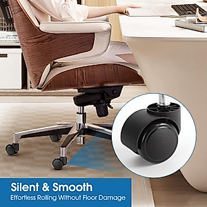 MaxGear 2" Office Chair Wheels Heavy Duty Replacement, Mute Rubber Rotating Desk Chair Caster Wheels, Safe for All Floors Including Hardwood, Universal Standard Stem Size Fits 99%, Set of 5