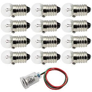 FDXGYH E10 1.5V 0.3A Mini Light Bulbs 12pcs Old Fashioned Christmas Lights Replacement Bulbs Physical Electrical Experiment Replacement Bulbs for String Lights with Bulb Holder