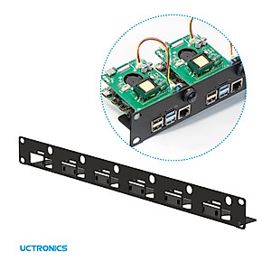 UCTRONICS Compact 1U Rack with PoE Functionality for Raspberry Pi 4B, 19" 1U Rackmount Supports 1-6 Units with PoE HAT, Power Switch, and SD Card Adapter