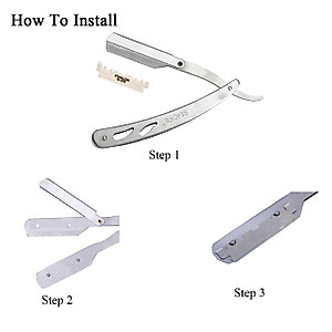 CCbeauty Stainless Steel Barber Men Straight Edge Shaving Razor Knife Handle Badger-hair Beard Shaving Brush Tool Kit and 10Pcs Refill Blades Kit