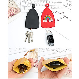 DIOWUS Car Key Case, Cute Fruits PU Leather Key Bag Creative Pull-Out Cute Large-Capacity Car Key Case Car Keychain Pouch Sleeve (Large pattern)