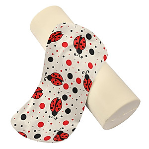 Vnurnrn Ladybirds Dots Neck Support Pillow Round Neck Roll Bolster Cylinder Pillow Cervical Pillows Knee Pillow for Leg Knee Back Head Support for Study Work Men Women