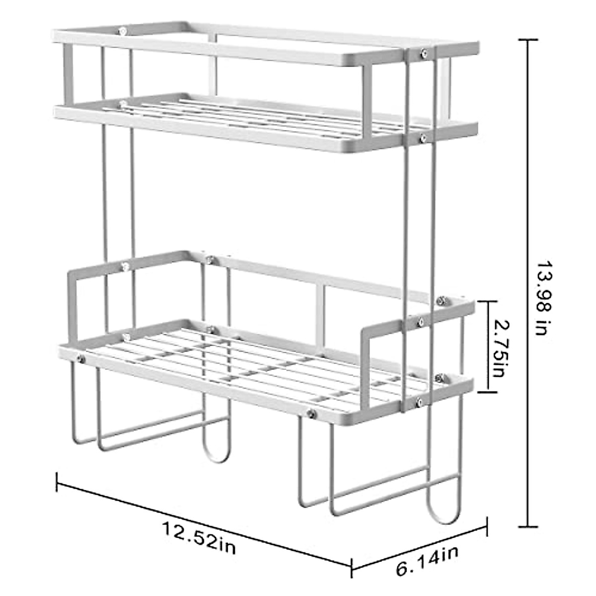 FLOLXNB Over The Toilet Storage Shelf, 2-Tier Bathroom Storage Organizer Upgrade Punch-Free Toliet Storage Shelf, Home Storage Rack with Hooks Shelf,White