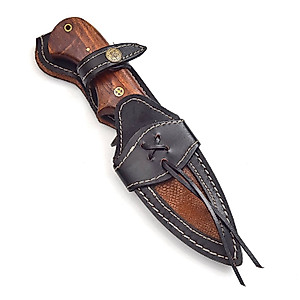 BCK Custom Handmade Fixed Blade Damascus Knife for Hunting & Hiking Damascus Knife with Sheath for Outdoor, brown