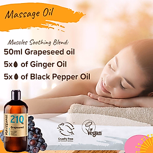 naissance Grapeseed Oil 16 fl oz Pure & Natural, Vegan, Hexane Free, Non GMO - Ideal for Aromatherapy and as a Massage Base Oil - Natural Moisturizer and Conditioner for Hair & Skin