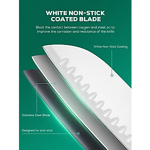 Knife Set, D.Perlla 16 Pieces White Kitchen Knife Set with Acrylic Stand, High Carbon Stainless Steel, Non Stick Coated Knife Block Set, No Rust, Non Slip Handle, Sharp Knife