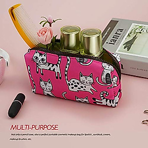 Pink Cat Pencil Case Makeup Bag Cat Lover Gift Crazy Cat Lady Toiletry Case Pouch Gifts for Teens Cosmetic Bag Kawaii Box Stationary Gadget Bag