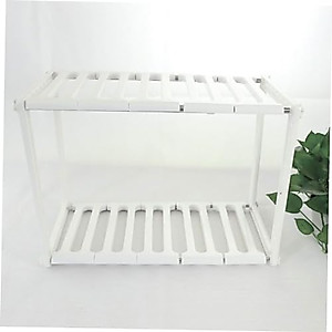 DELURA Sink Drying Rack Cabinet Storage Shelf Rack Under Sink Organizer Under Sink Expandable Shelf Organizer Bathroom Organizer Under Sink Over The Sink Shelf Curtain Tableware White/24
