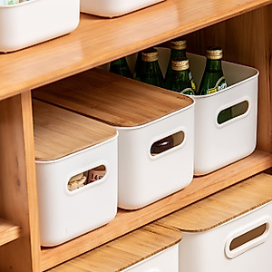 Citylife 3 Packs Plastic Storage Bins with Lids Storage Box with Handle Stackable Containers for Organizing
