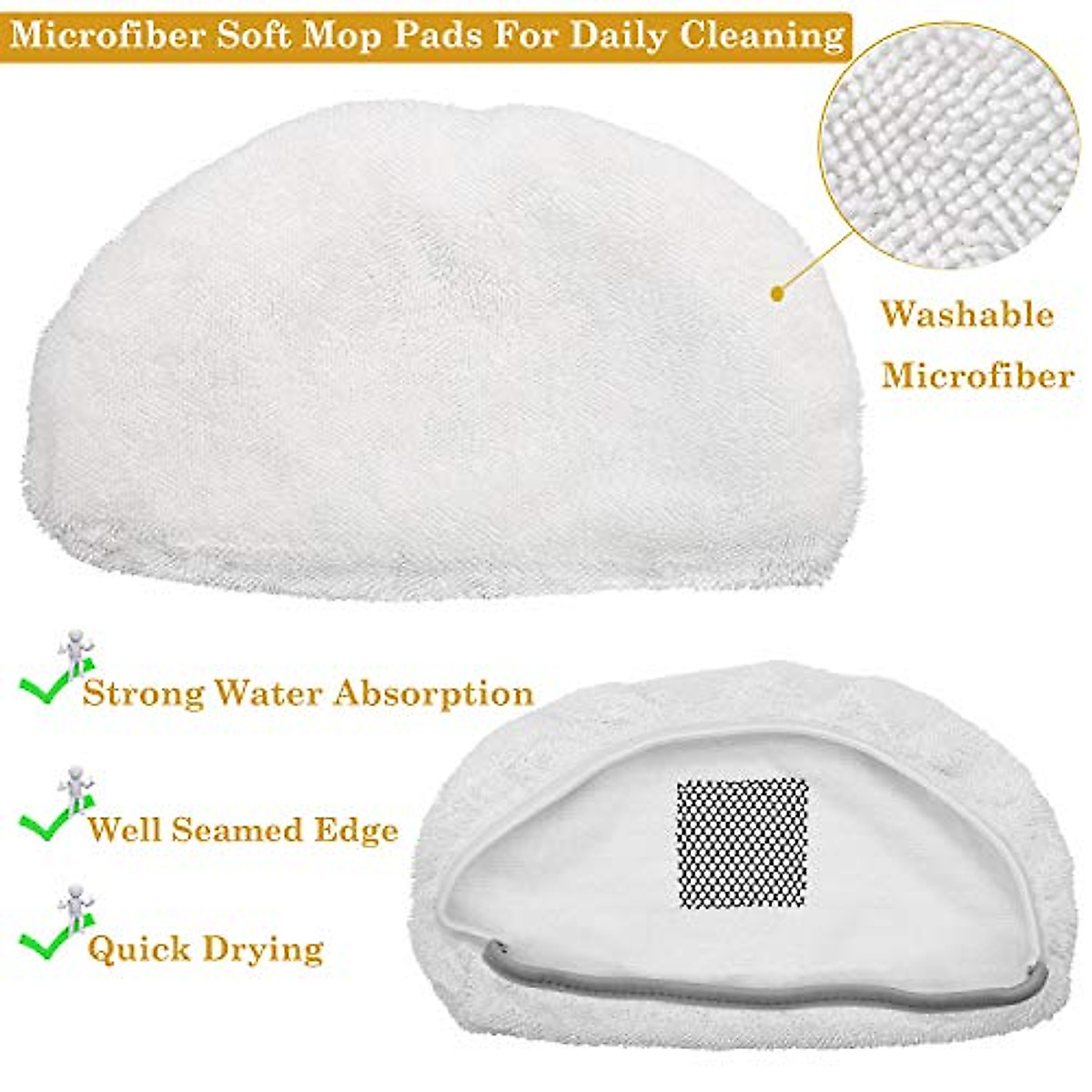 6 Pack Replacement Steam Mop Pads for Bissell Powerfresh Steam Mop 1940 1440 1544 1806 2075 Series, Model 19402 19404 19408 19409 1940a 1940f 1940q 1940t 1940w B0006 B0017,Washable Cleaning Pad