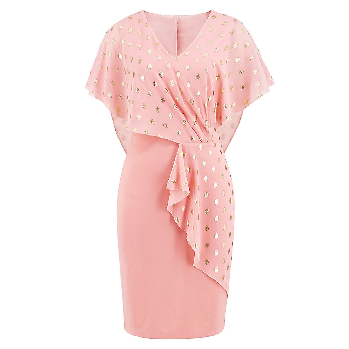 Business Dresses for Women Fashion Slim Fit Style V-Neck Dress Elegant Polka Dot Chiffon Dress