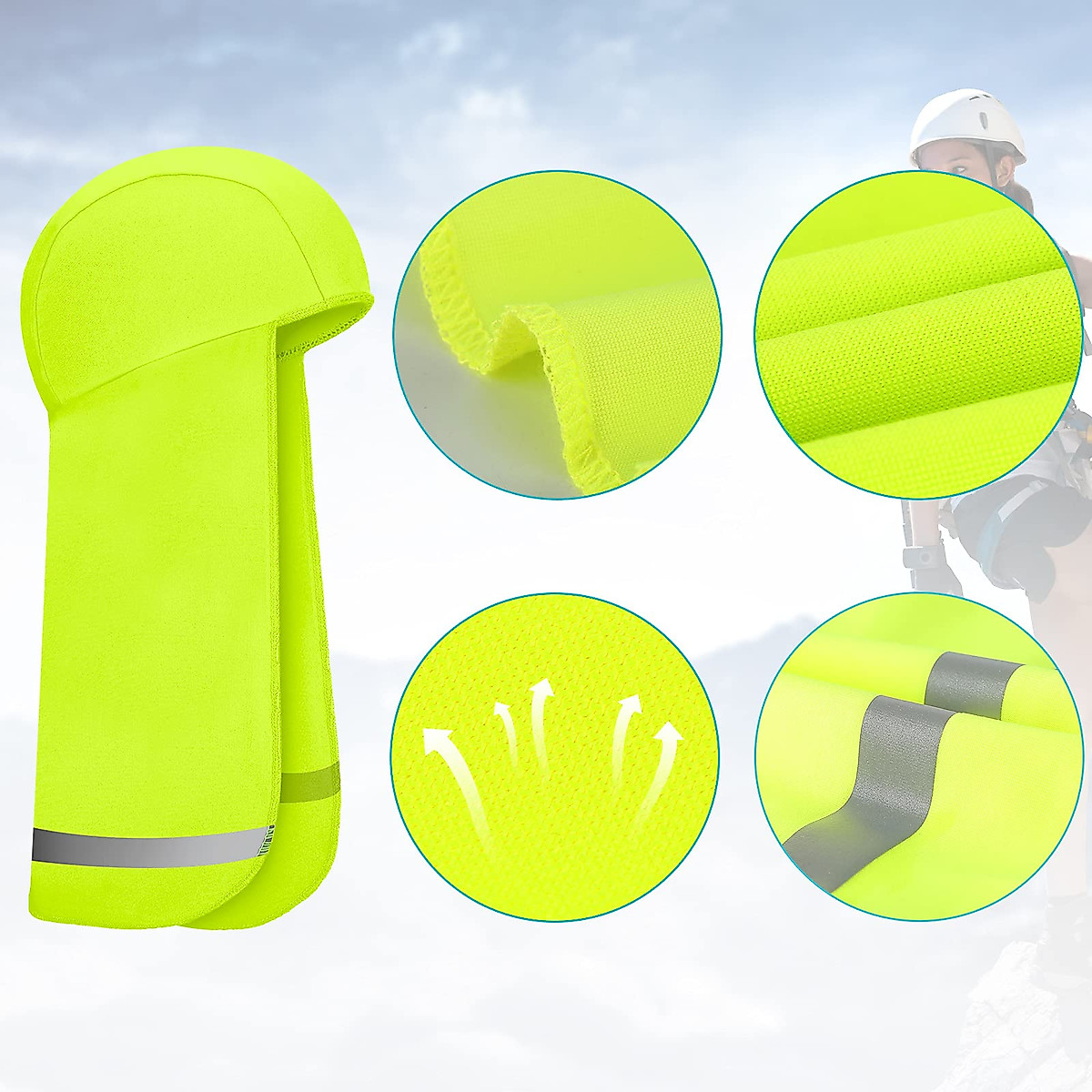 4 Pieces Sun Shade Hat Neck Shade Sun Shade Hat Cooling Skull Cap (Fluorescent Yellow)