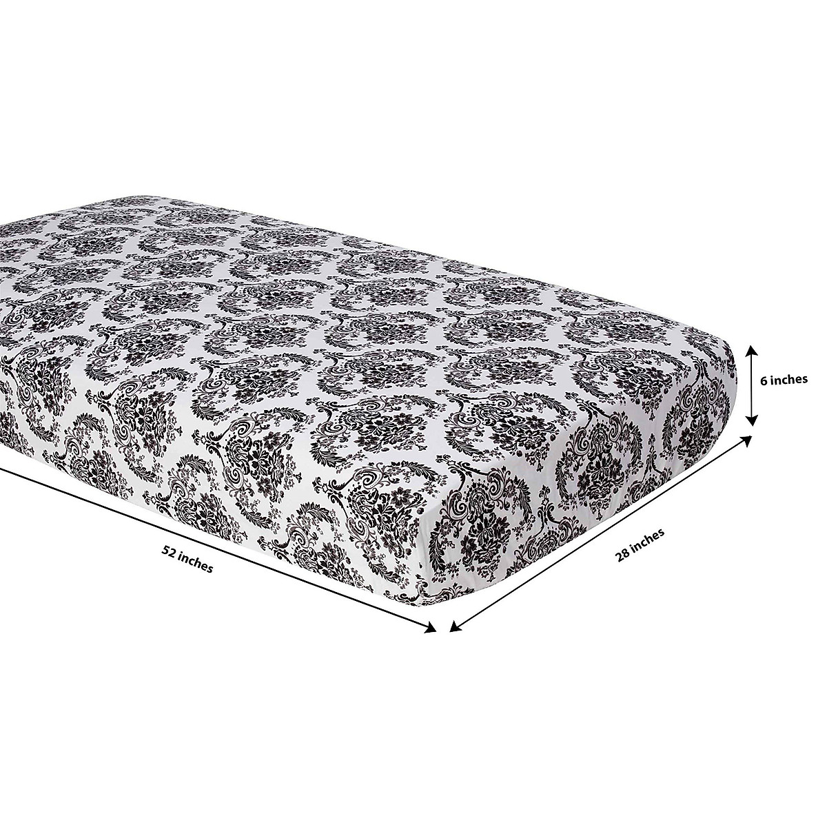 Bacati- Classic Damask White/Black Crib Fitted Sheet