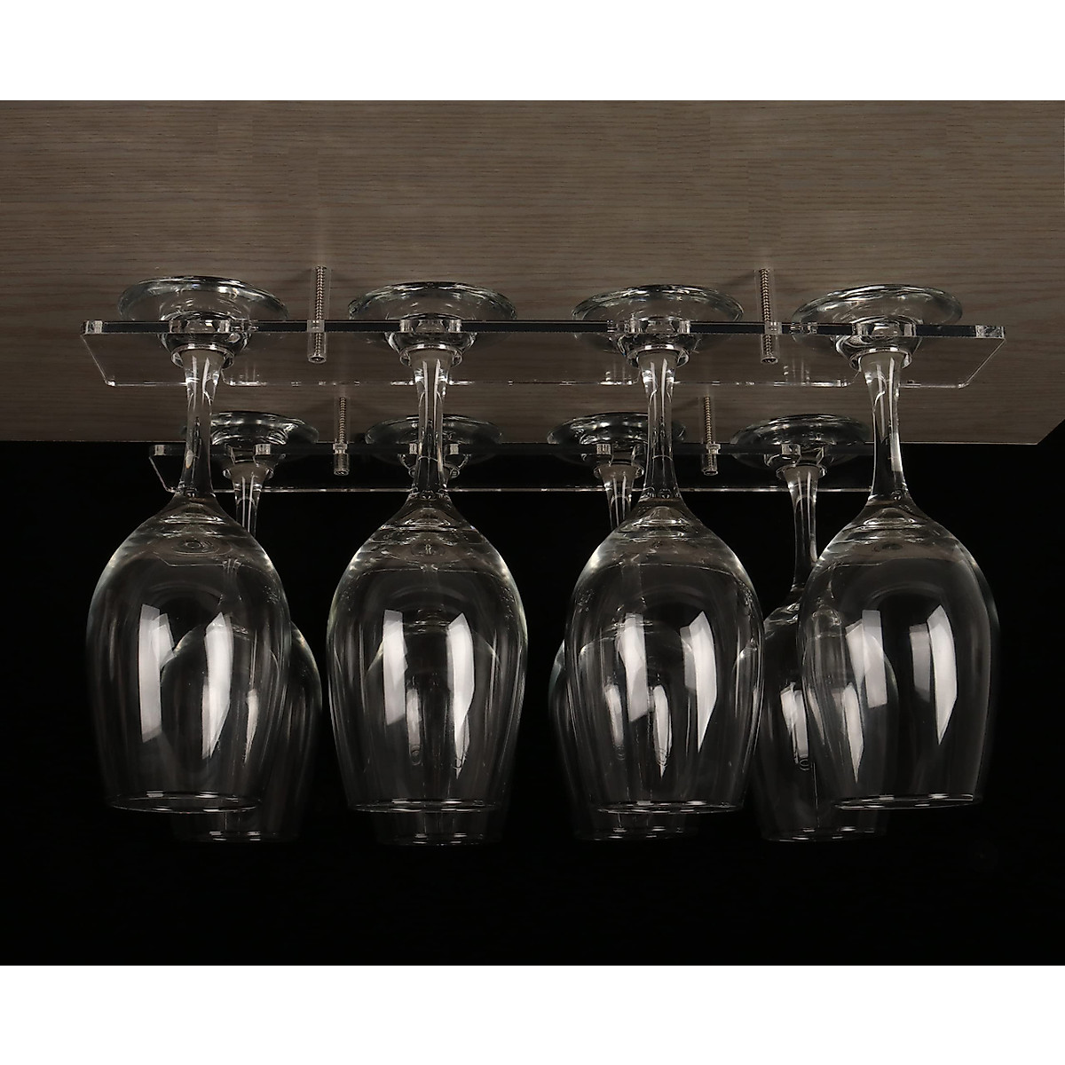 HHUXIUE Wine glass frame wine glass frame wine glass storage shelf cabinet style frame wine glass reserve hanger Yaylai material kitchen bar restaurant screwdriver installation (Transparent 2 set)