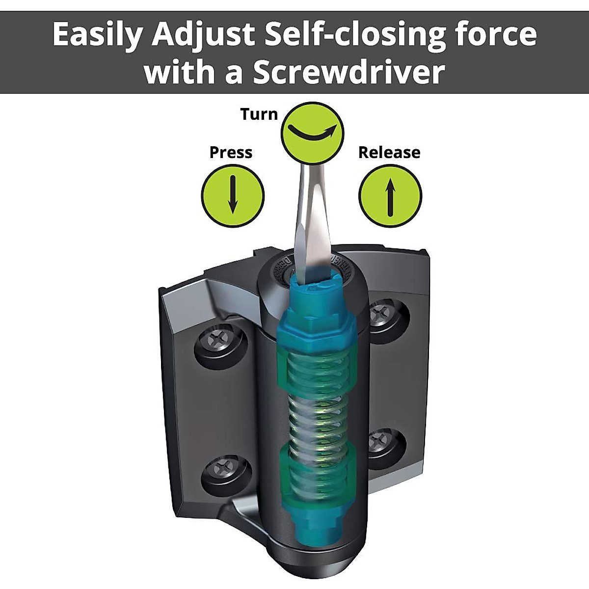 D&D Technologies TCA1S3BTS TruClose Regular Duty Self Closing Gate Hinge, for Metal Gates up to 66 Pounds, No Alignment Legs, Gloss Black, 2 Count