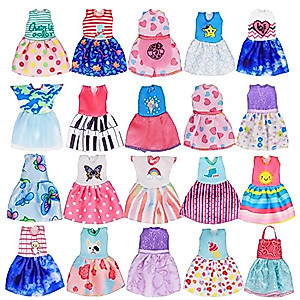 Lembani 20 Sets 6 inch Chelsea Girl Doll Clothes Set. Coloful 20 Dresses Clothes and Accessories Kids Birthday Gift for 3 to 7 Year Olds