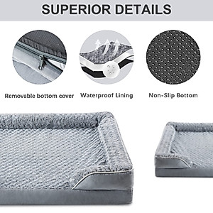 LNSSFFER Orthopedic Large Dog Bed, Faux Fur Material, 36 x 27 x 6.5 Inch, Supports 50 lbs