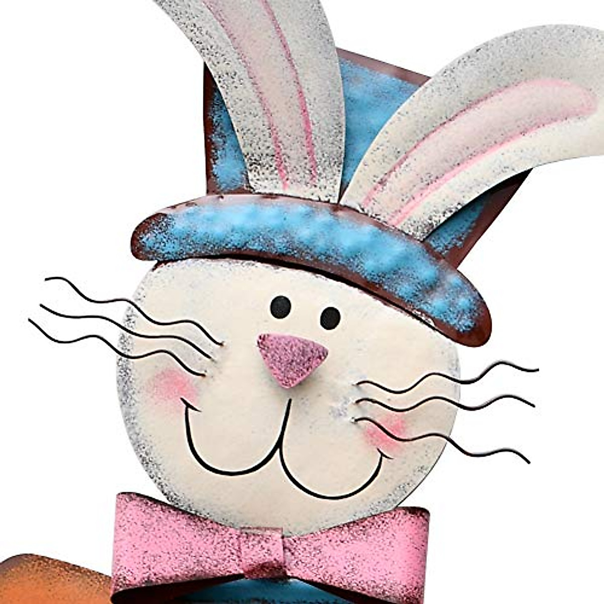 32.25" H Easter Decoration Outdoor Metal Bunny Decorative Garden Stakes for Easter Decor, Rabbit with Carrot Welcome Yard Signs for Spring Outside Garden Lawn Backyard Decoration