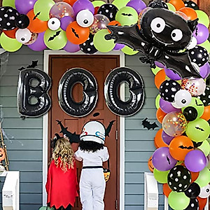 Halloween Balloon Garland Arch Kit for happy BOO Day Parties BOO Bat Foil Balloons 3D Bat Wall Stickers Black Purple Green Orange Halloween Party Decorations Supplies