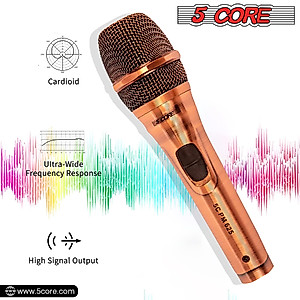5 CORE Karaoke Microphone Dynamic Vocal Handheld Mic Cardioid Unidirectional Microfono w On and Off Switch Includes XLR Audio Cable for Singing Public Speaking & Parties PM 625