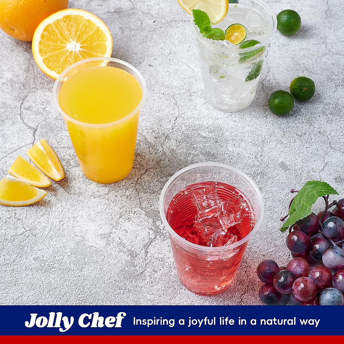 JOLLY CHEF 600 Pack 9 oz Clear Plastic Cups,9 Ounce Disposable Cups, Cold Party Drinking Cups for Parties, Picnics, BBQs, Travel, Halloween, Christmas Party, and Events