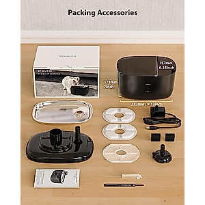 Stouchi Cat Water Fountain 85oz/2.5L, Stainless Steel Pet Water Fountain for Cats Dogs Inside with Led Light, Ultra-Quiet Cat Water Dispenser Bowl, Cat Waterer Fountain for Multiple Pets, Black