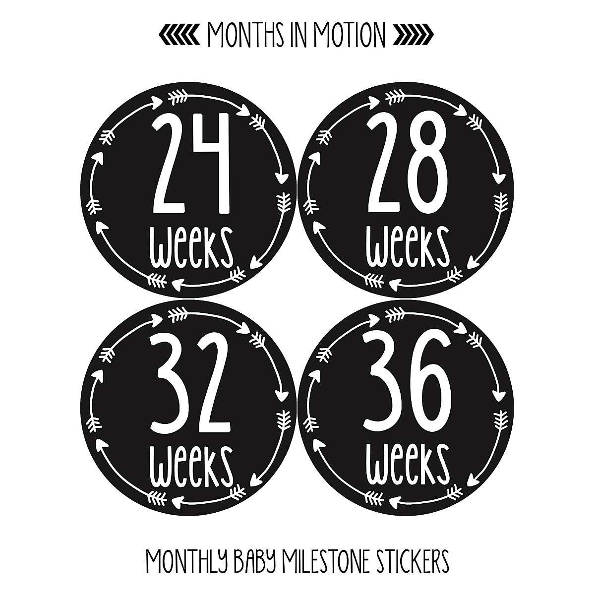 Months in Motion Pregnancy Weekly Belly Growth Stickers - Baby Bump Belly Stickers - Maternity Week Sticker - Pregnant Expecting Photo Prop Keepsake - Expectant Mom Gift - Arrows