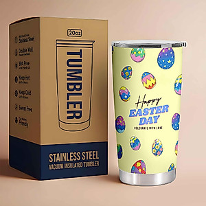 WIPI Easter Coffee Cups, Easter Gifts for Women Men Family and Friends, Spring Tumbler 20 Oz, Holiday Insulated Tumblers, Spring Coffee Mugs, Bunny Tumbler for Kids and Adults