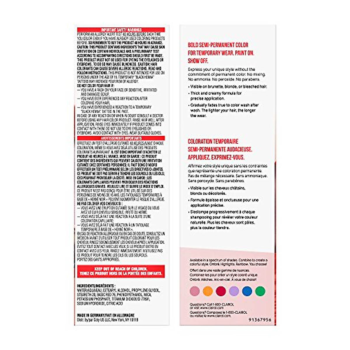 Clairol Color Crave Semi-Permanent Hair Dye, Candy Apple Hair Color, 1 Count