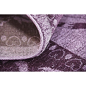 Unique Loom La Jolla Collection Farmhouse, Contemporary, Botanical, Traditional, Vintage Area Rug, 10 x 13 ft, Violet/Dark Purple