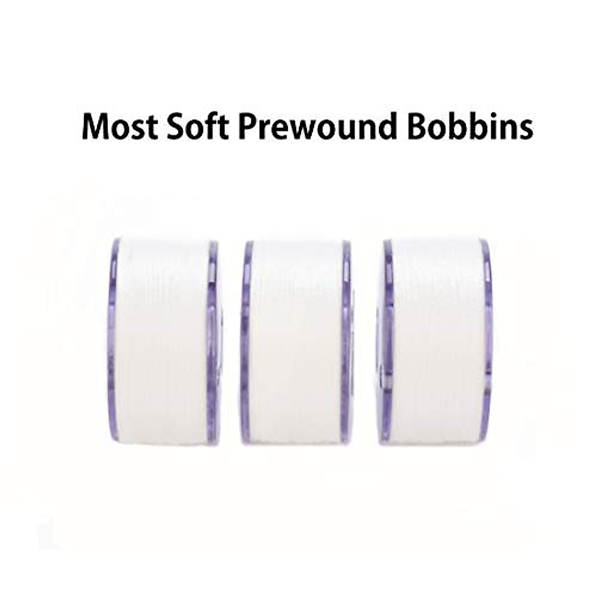 Simthread 144pcs White 90 Weight WT(60S/2) Prewound Bobbins Thread Size A Class 15 Plastic Sided for Brother Babylock Embroidery Thread Sewing Thread Machine DIY