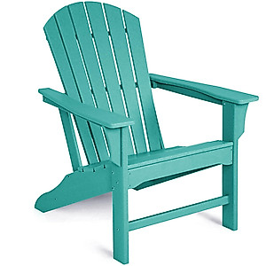 WMK Adirondack Chair Weather Resistant, Outdoor Fire Pit Chairs Plastic Resin Deck Adirondack Chairs for Patio, Law, Garden (Blue)