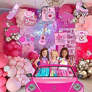 30 PCS Hot Pink Princess Birthday Party Hanging Decorations, Pink Girls Party Swirl for Women Girls Princess Bachelorette Theme Party Baby Shower Bridal Shower Wedding Party Supplies