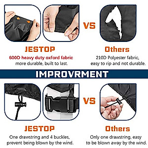 JESTOP Patio Furniture Covers, 600D Rectangular Outdoor Table Cover Waterproof Windproof Heavy Duty Oxford Fabric Anti-UV Patio Table and Chair Cover (67”L x 37”W x 28”H )