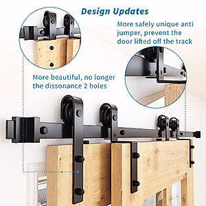 ZEKOO 6.6FT Single Track Bypass barn Door Hardware kit, Double Barn Door Hardware, Sliding Barn Door Hardware Kit for Single Track Black