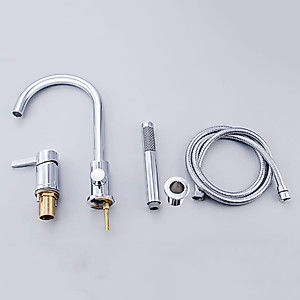 WuDLi Shower Attachment for Bath Taps 3-Hole Bathtub Tap, Bath Mixer Tap Shower Head with Hose