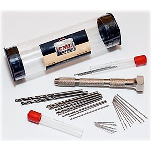 CML Supply Mini Micro Drill Bit Set and Pin Vise Chuck 31 pcs